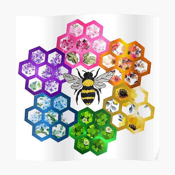 "Rainbow honeycomb " Poster for Sale by KCAbdelnour | Redbubble