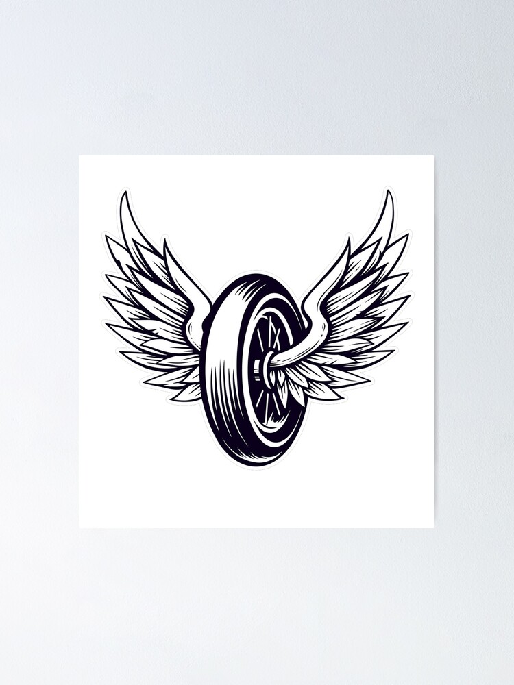 "Motorcycle wheel with wings " Poster for Sale by atooxi | Redbubble