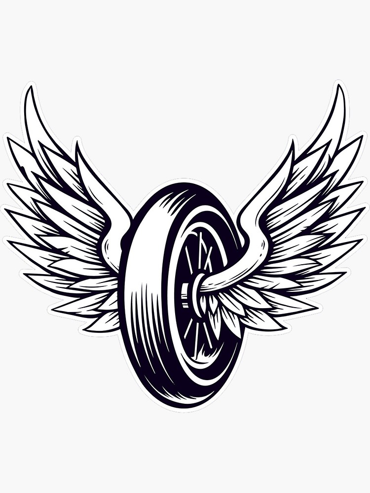 "Motorcycle wheel with wings " Sticker for Sale by atooxi | Redbubble