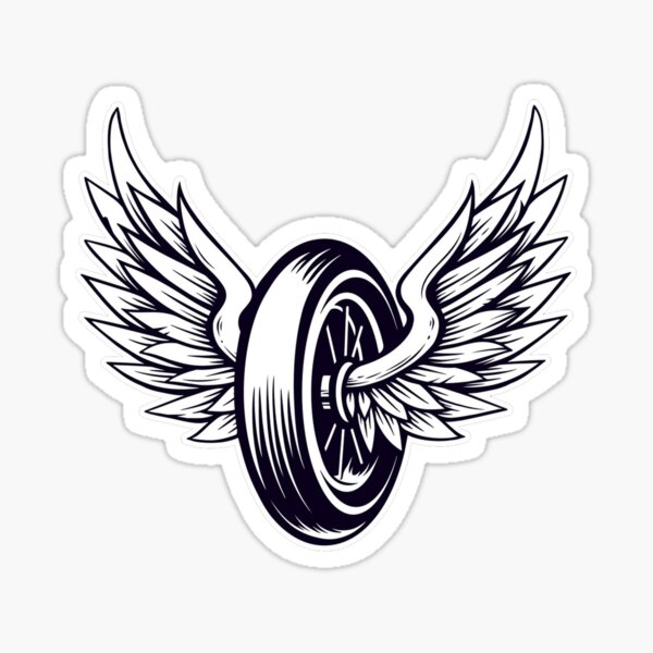 "Motorcycle wheel with wings " Sticker for Sale by atooxi | Redbubble
