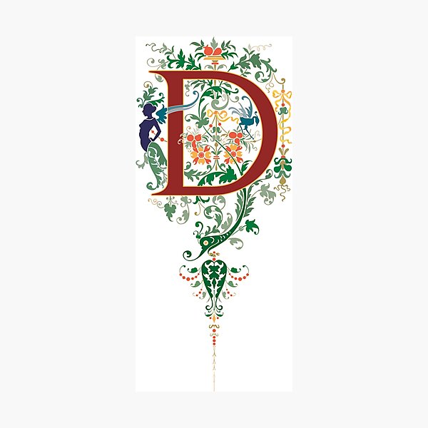 Lámina fotográfica «Letra floral del Renacimiento medieval D. el ...