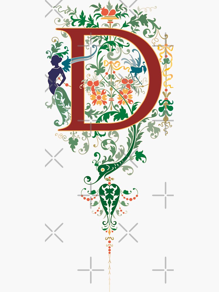 "Medieval Renaissance floral letter D. the fancy monogram initial ...