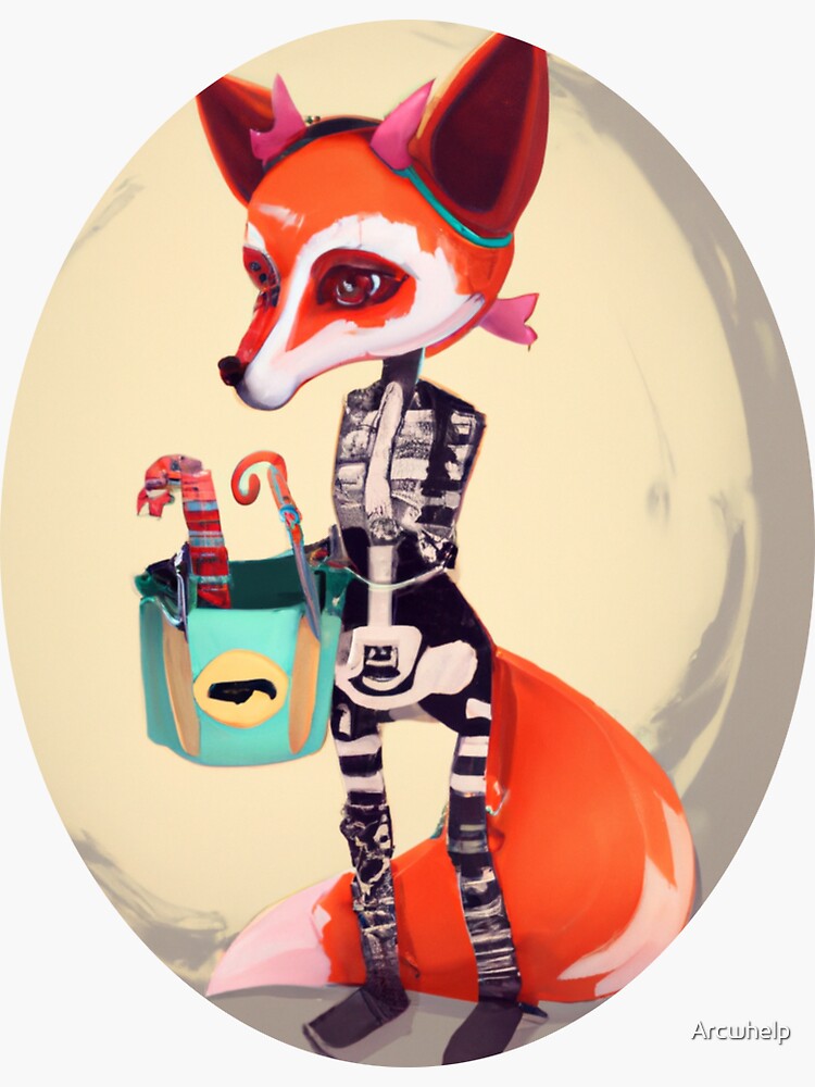 "Halloween fox, skeleton costume, spooky fox" Sticker for Sale by ...
