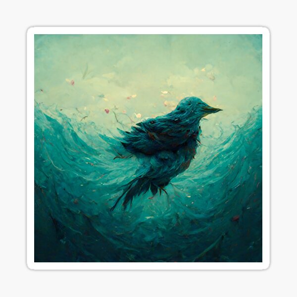 "Drowning bird in blue water" Sticker for Sale by Riverside-Moon ...