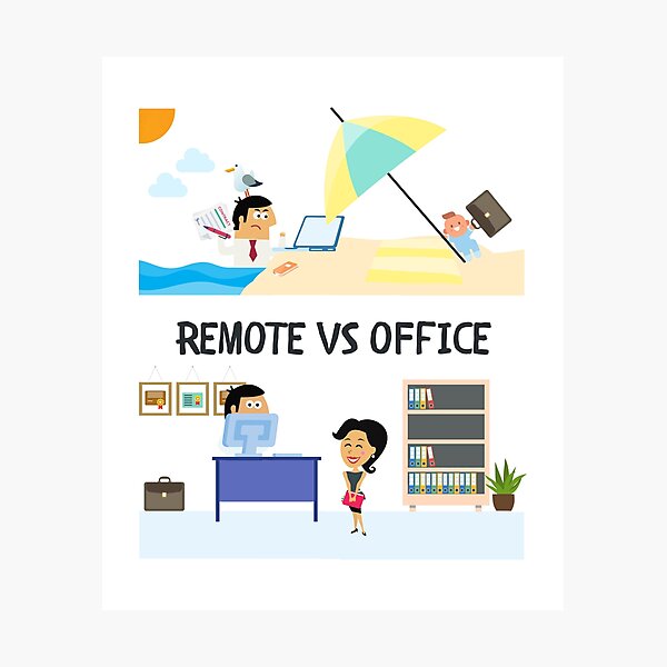 "Remote vs Office Work Funny meme " Photographic Print for Sale by SergioIDesigns | Redbubble