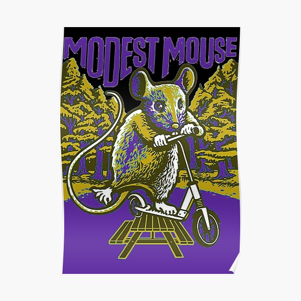 "Modest Mouse - mouse on scooter music poster. Original illustration ...