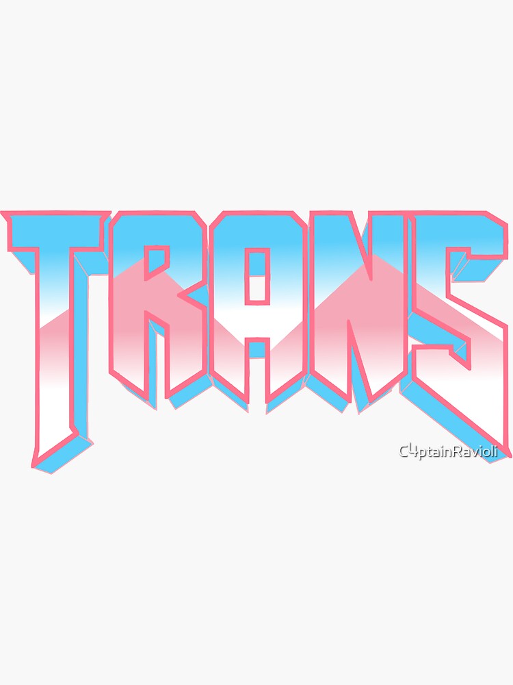 "Doom Font Trans Pride Colors" Sticker for Sale by C4ptainRavioli ...