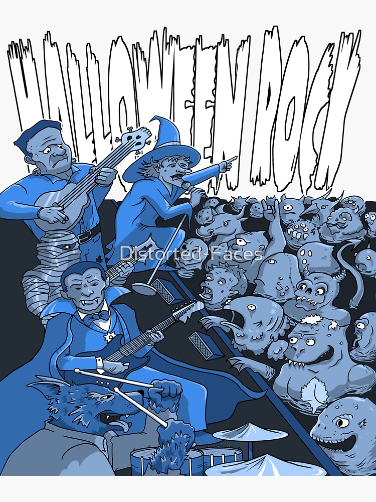 "Halloween Monster Rock Party" Sticker for Sale by Distorted-Faces ...