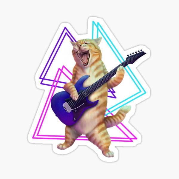 "Guitar Cat - Rock kitty on an electric guitar" Sticker for Sale by ...