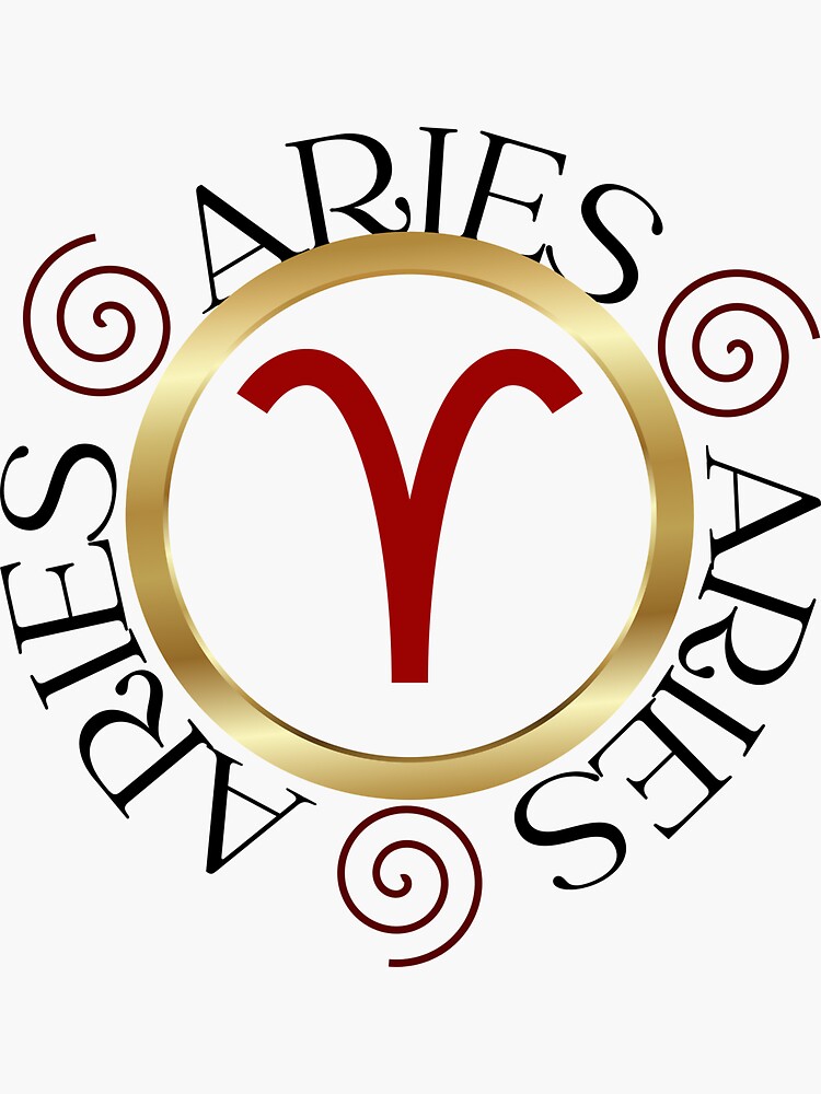 "Aries Symbol With Circle Text" Sticker for Sale by Hellofriendco ...