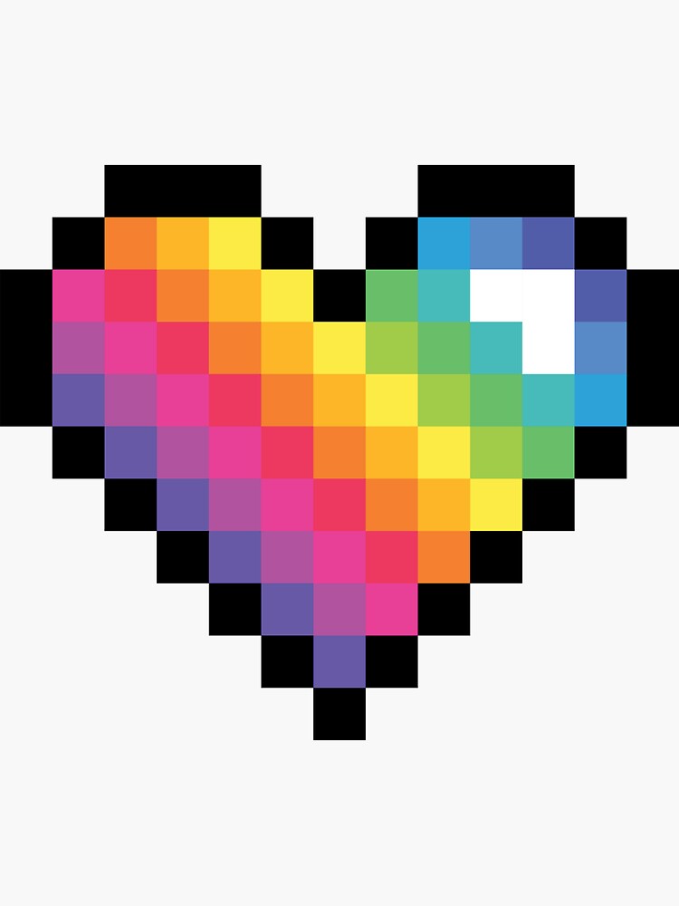 "8-Bit Rainbow Heart" Sticker for Sale by runningfoxes | Redbubble