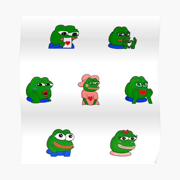 "Cute Pepe The Frog Emote Pack" Poster for Sale by sayedmossad | Redbubble