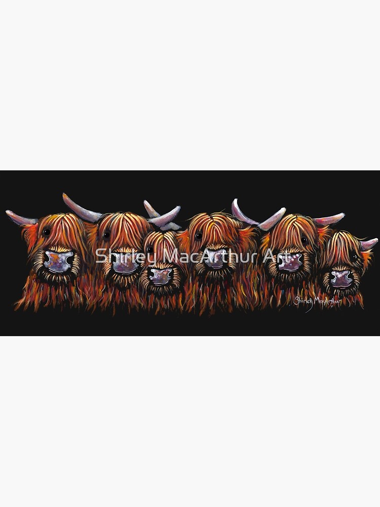 "Scottish Highland Cows PRiNT ' ALL IN A ROW ' by Shirley MacArthur ...