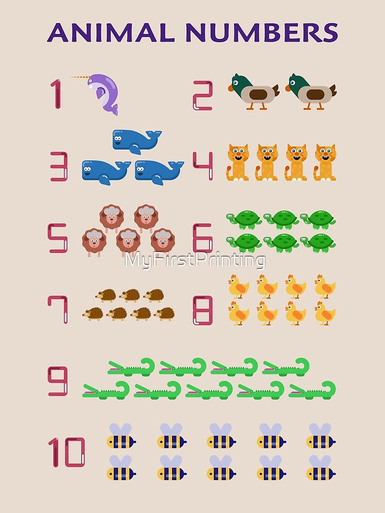 Póster «Números de animales WB» de MyFirstPrinting | Redbubble