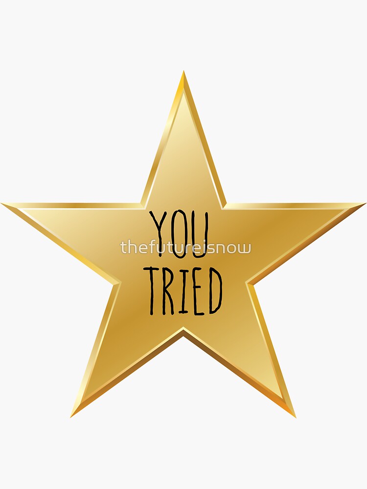 "YOU TRIED" Sticker for Sale by thefutureisnow | Redbubble