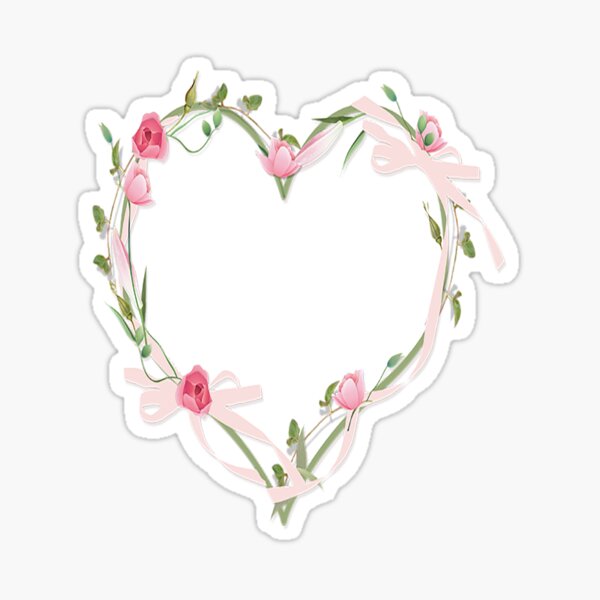 "Heart-shaped pink and green flowers border, Hearts and Flowers ...