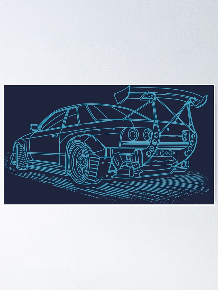 "JDM GTR R35 Lineart Blueprint" Poster for Sale by Joshirosung | Redbubble