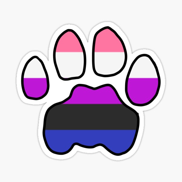 "Genderfluid Pride Flag Paw Print" Sticker for Sale by Unhinged-Design ...
