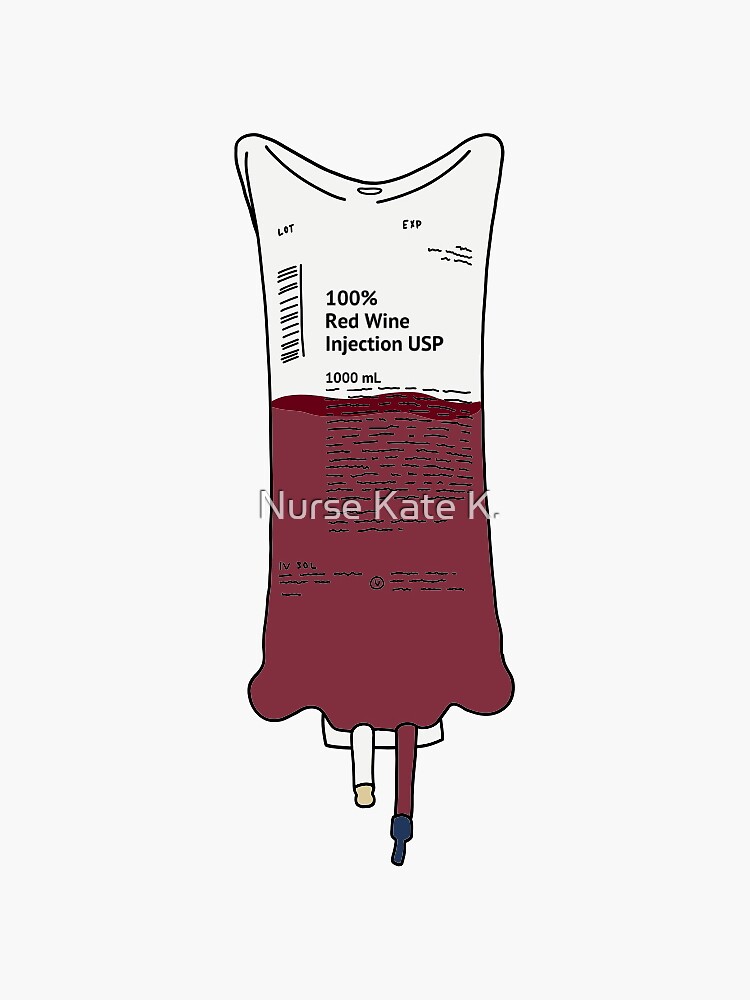 "Red Wine IV Infusion" Sticker for Sale by ilovewatercolor | Redbubble