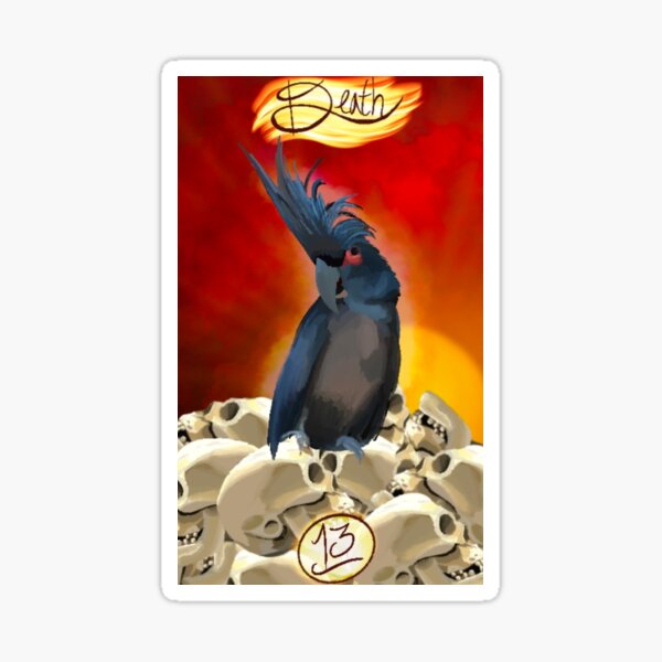 "Death Card Parrot Tarot" Sticker for Sale by cece-rub-art | Redbubble