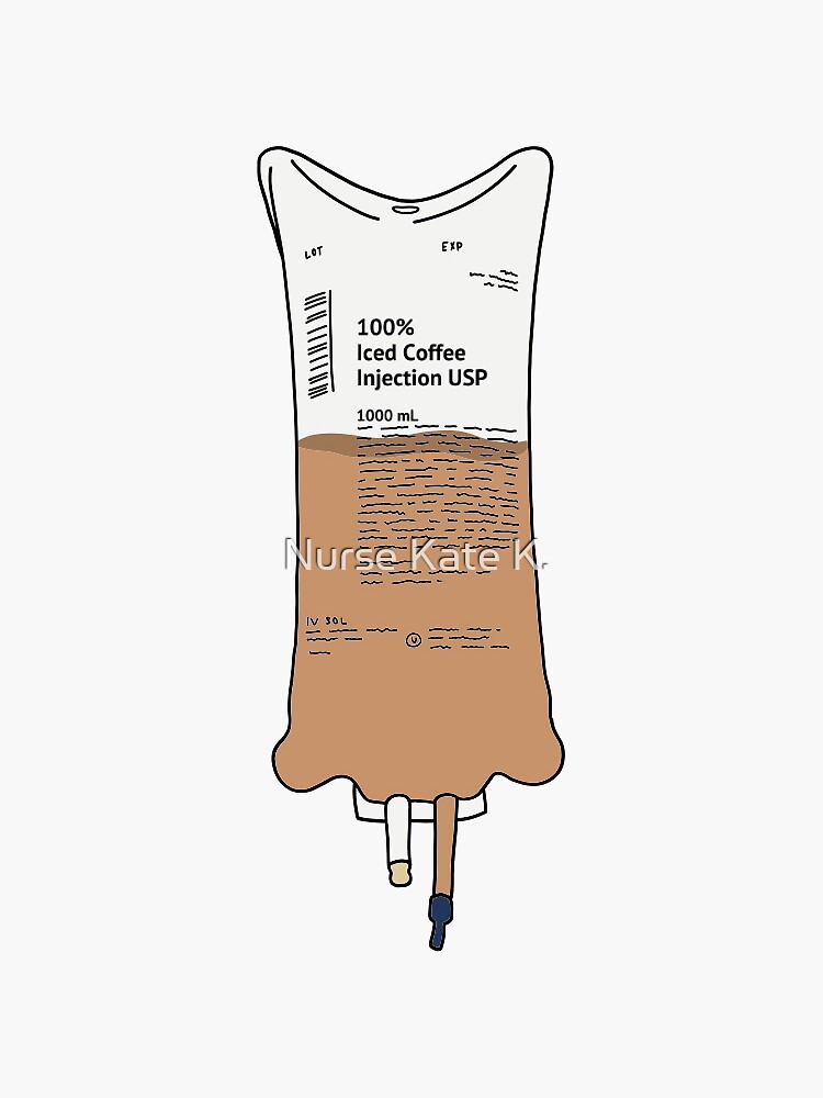 "Iced Coffee IV Infusion" Sticker for Sale by ilovewatercolor | Redbubble