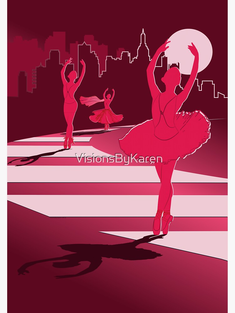 "Dancers in the Moonlight - Red Dancers on Shades of Red Cityscape ...