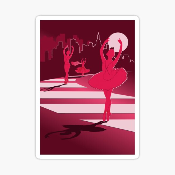 "Dancers in the Moonlight - Red Dancers on Shades of Red Cityscape ...