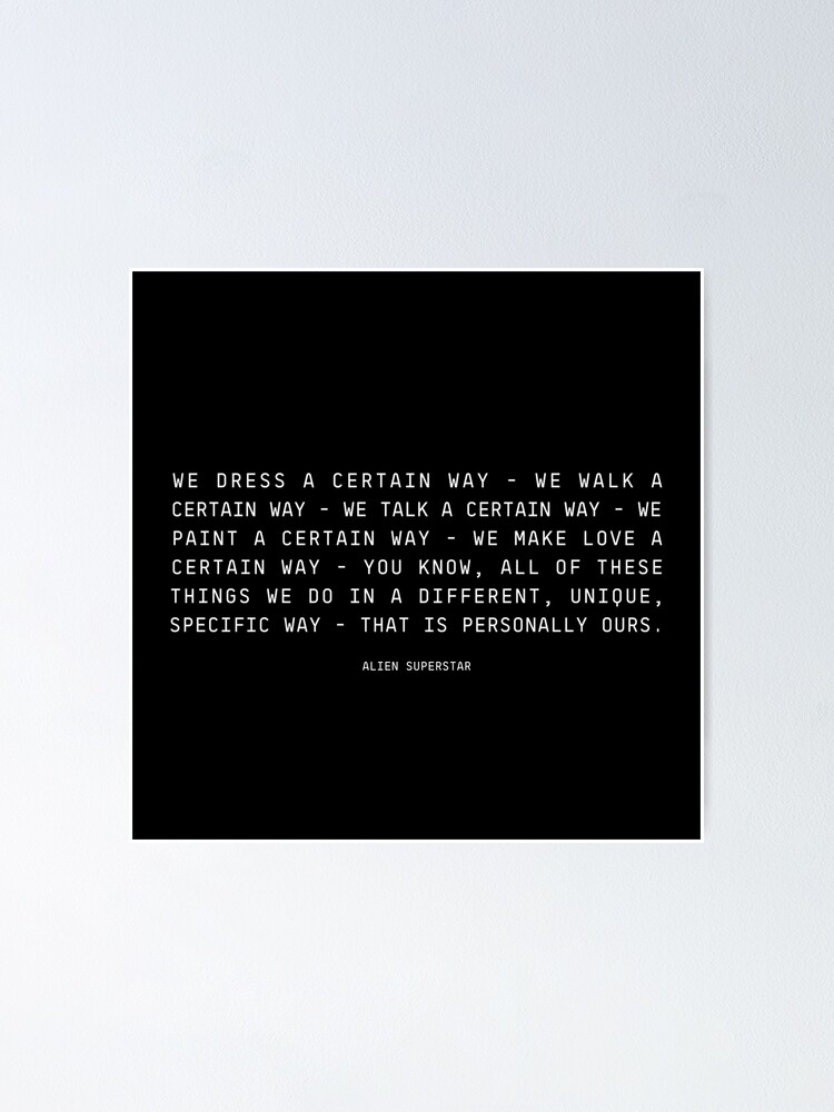 "ALIEN SUPERSTAR UNIQUE LYRICS" Poster for Sale by xenocene | Redbubble