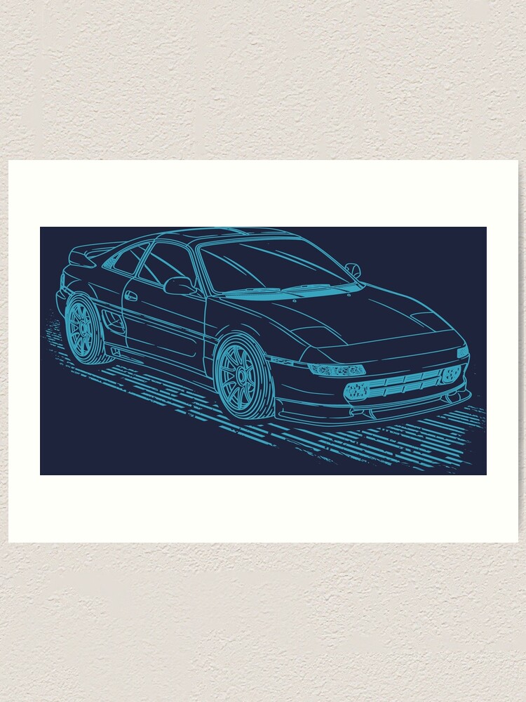 "JDM Toyota MR2 SW20 Lineart Blueprint" Art Print for Sale by ...