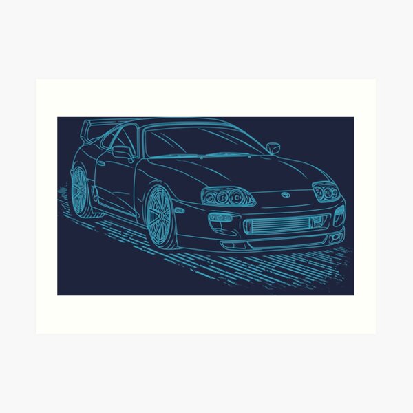 "JDM Toyota Supra MK4 Lineart Blueprint" Art Print for Sale by ...