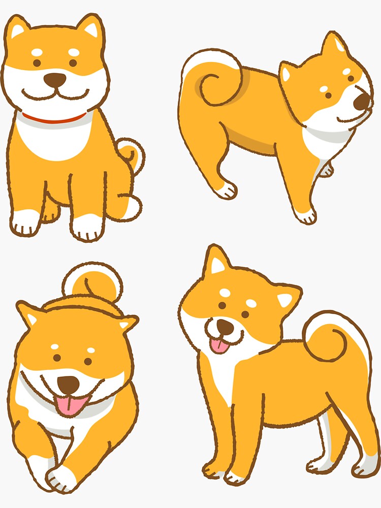 "Adorable Shiba Inu Sticker Pack 4 pieces" Sticker for Sale by ...