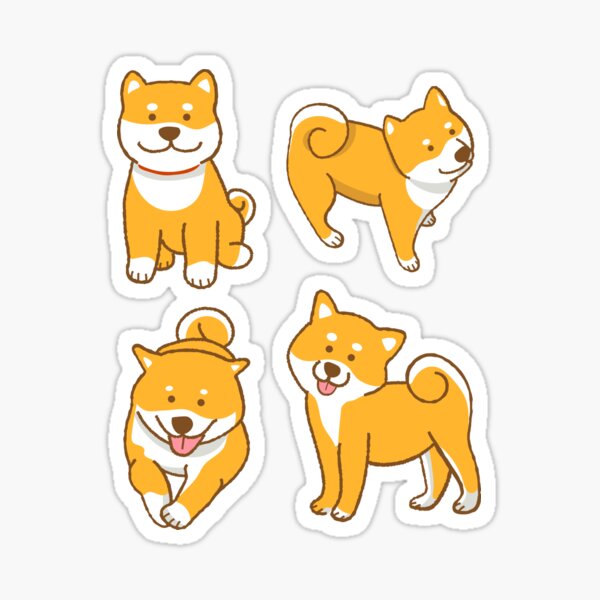 "Adorable Shiba Inu Sticker Pack 4 pieces" Sticker for Sale by ...