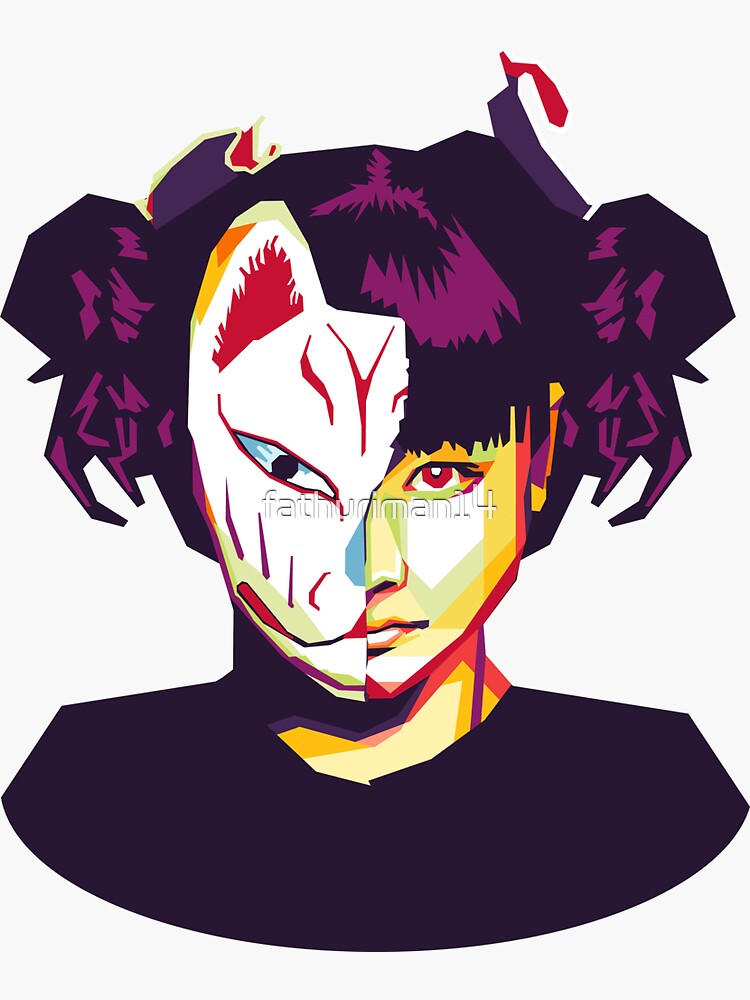 "Yui Metal kitsune kamen a.k.a fox mask yui metal on WPAP art" Sticker ...