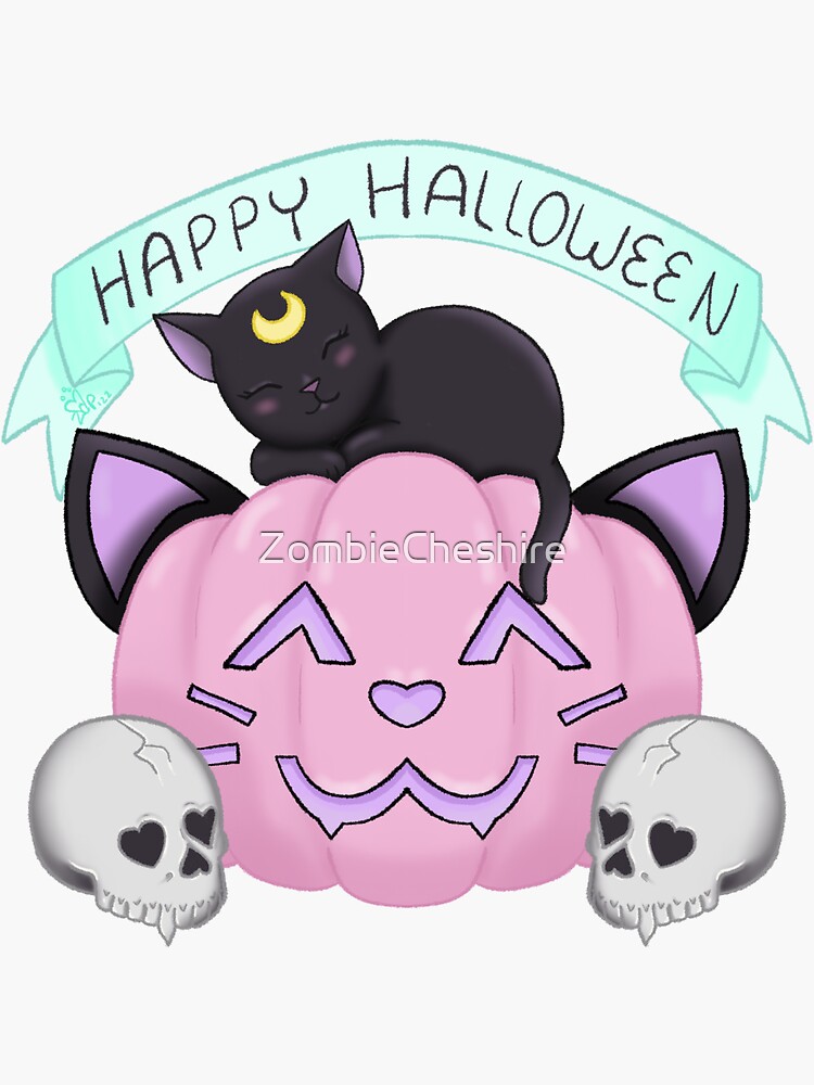 Pegatina «Cat-kin y sus amigos, diseño de Halloween 2022» de ...