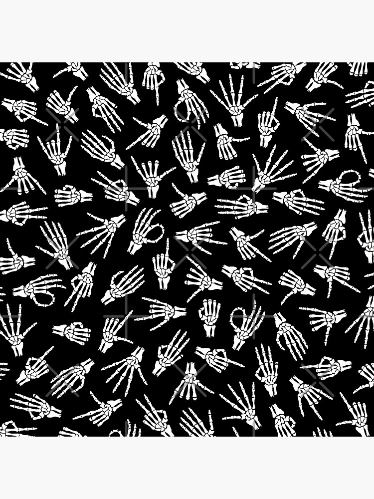 "Skeleton Hands Halloween Spooky Gothic Hand Signs Pattern" Sticker for ...