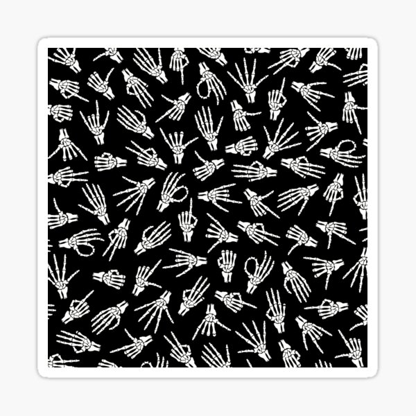 "Skeleton Hands Halloween Spooky Gothic Hand Signs Pattern" Sticker for ...