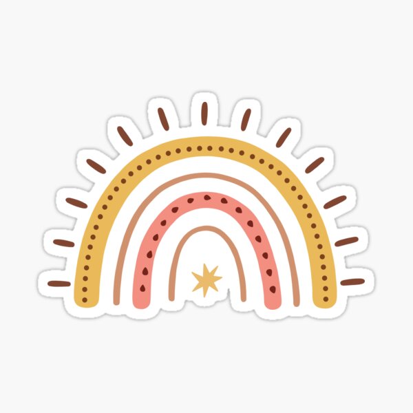 "Earthy Pastel Colors Boho Rainbow With Clouds" Sticker for Sale by ...