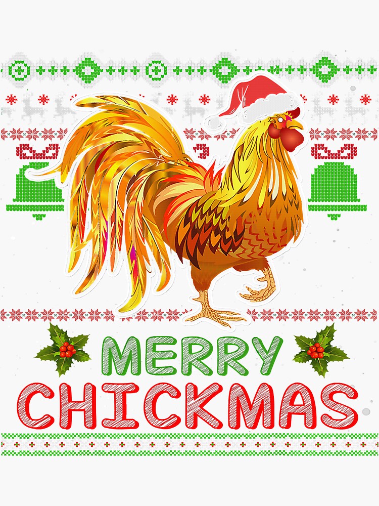 Pegatina «Pollo Merry Chickmas Navidad fea Muñeco de nieve Papá Noel ...