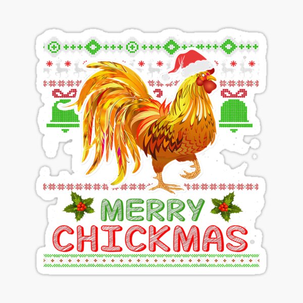 Pegatina «Pollo Merry Chickmas Navidad fea Muñeco de nieve Papá Noel ...