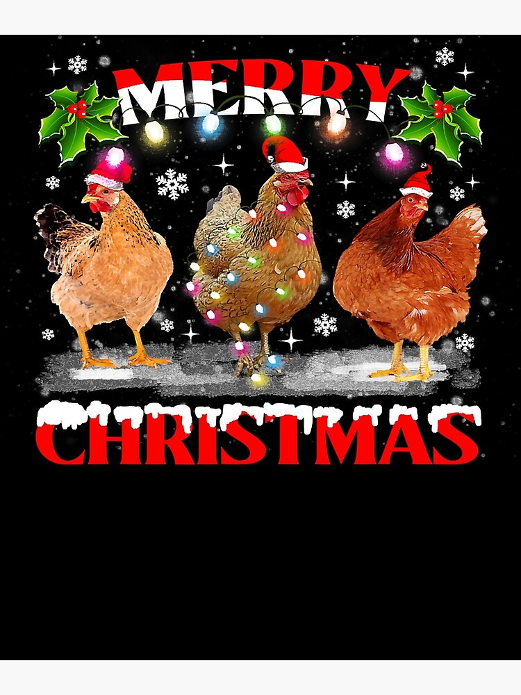 Póster «Pollo Feliz Navidad Pollo Papá Noel Luces Navidad Divertido 63 ...