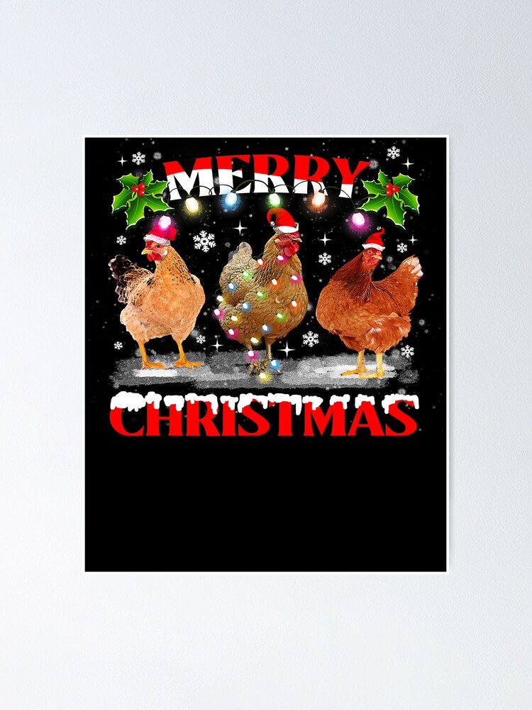 Póster «Pollo Feliz Navidad Pollo Papá Noel Luces Navidad Divertido 63 ...
