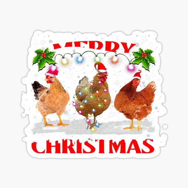 Pegatina «Pollo Feliz Navidad Pollo Papá Noel Luces Navidad Divertido ...