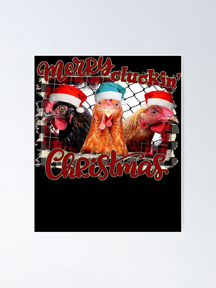 Póster «Pollo Feliz Navidad Pollo Papá Noel Luces Navidad Divertido 131 ...