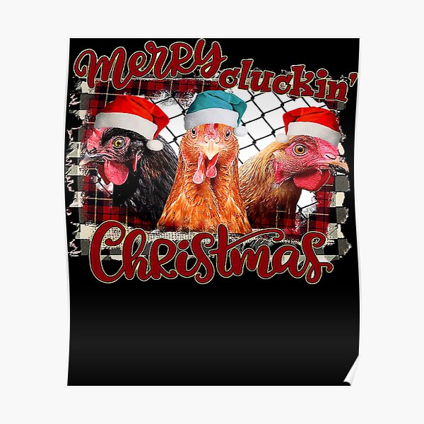 Póster «Pollo Feliz Navidad Pollo Papá Noel Luces Navidad Divertido 131 ...