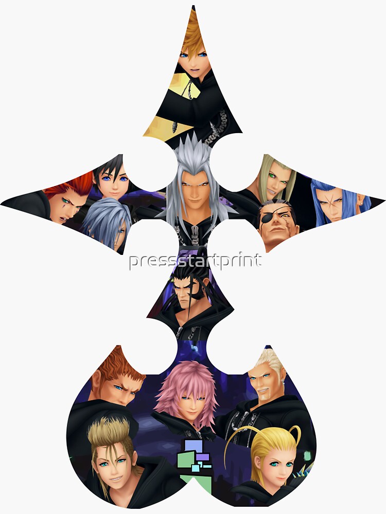 "Organization XIII Kingdom Hearts" Sticker for Sale by pressstartprint ...