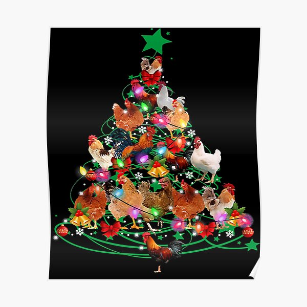 Póster «Pollo Feliz Navidad Pollo Papá Noel Luces Navidad Divertido 136 ...