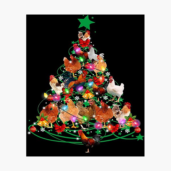 Lámina fotográfica «Pollo Feliz Navidad Pollo Papá Noel Luces Navidad ...