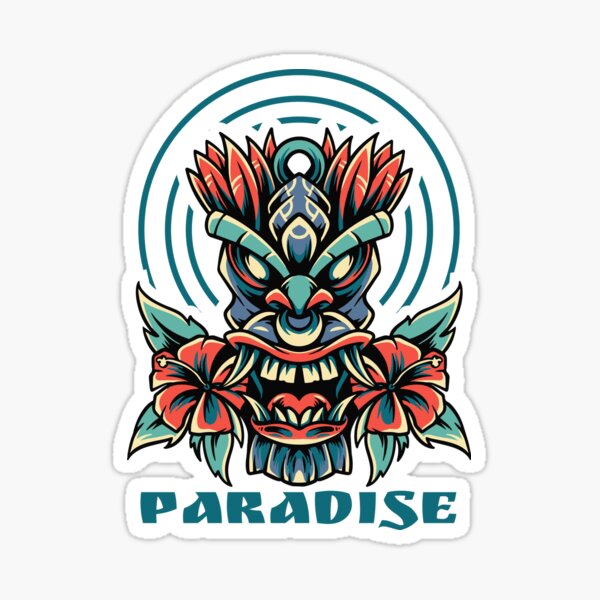 "Tiki Statue Retro Illustration" Sticker for Sale by sabdatinta | Redbubble