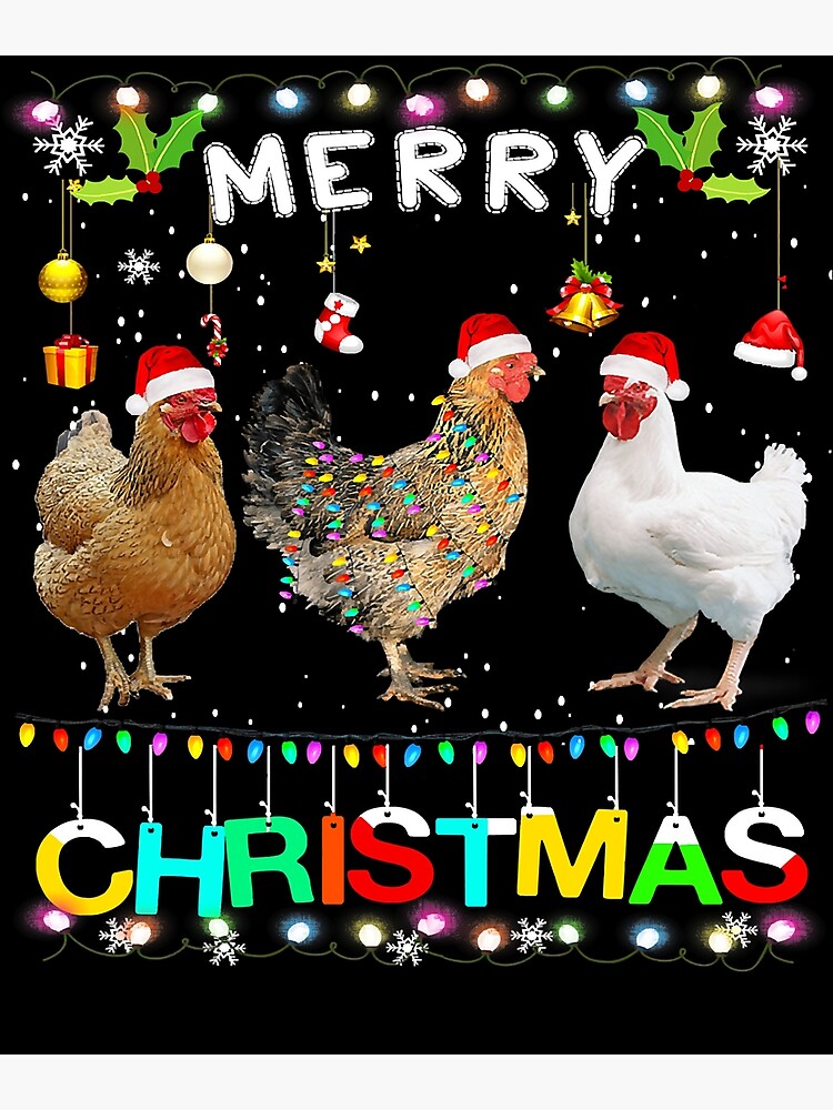 Lámina fotográfica «Pollo Feliz Navidad Pollo Papá Noel Luces Navidad ...