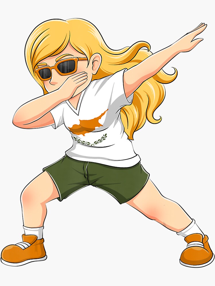"Dabbing Girl Cypriots Cyprus Flag Kids Dab Dance" Sticker for Sale by ...